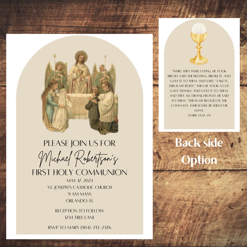 Traditional First Communion Invitation - 1st Holy Communion Invite ...