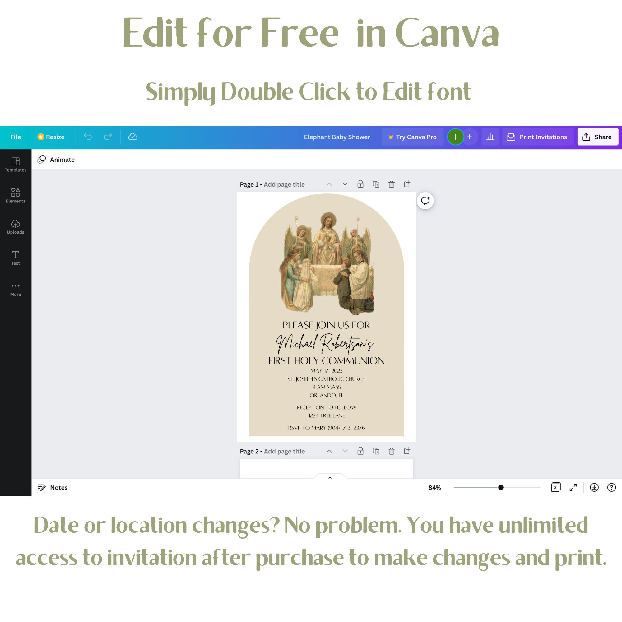 Traditional First Communion Invitation - 1st Holy Communion Invite ...