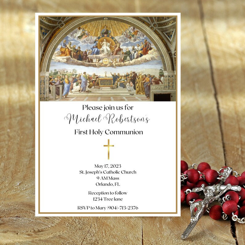Traditional First Communion Invitation Disputation of the - Etsy