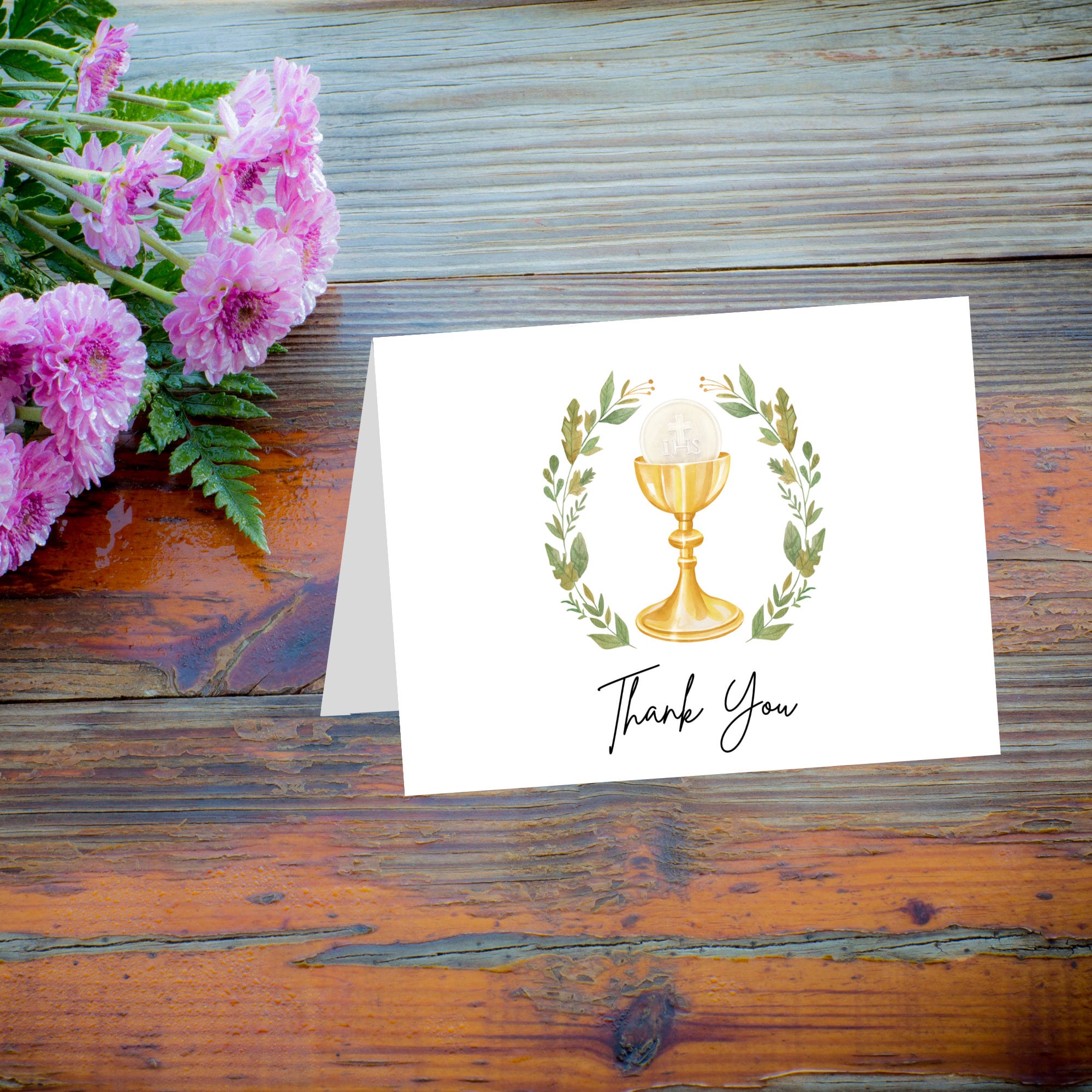 First Communion Thank You Card - 5" by 7" Digital Download Thank You ...
