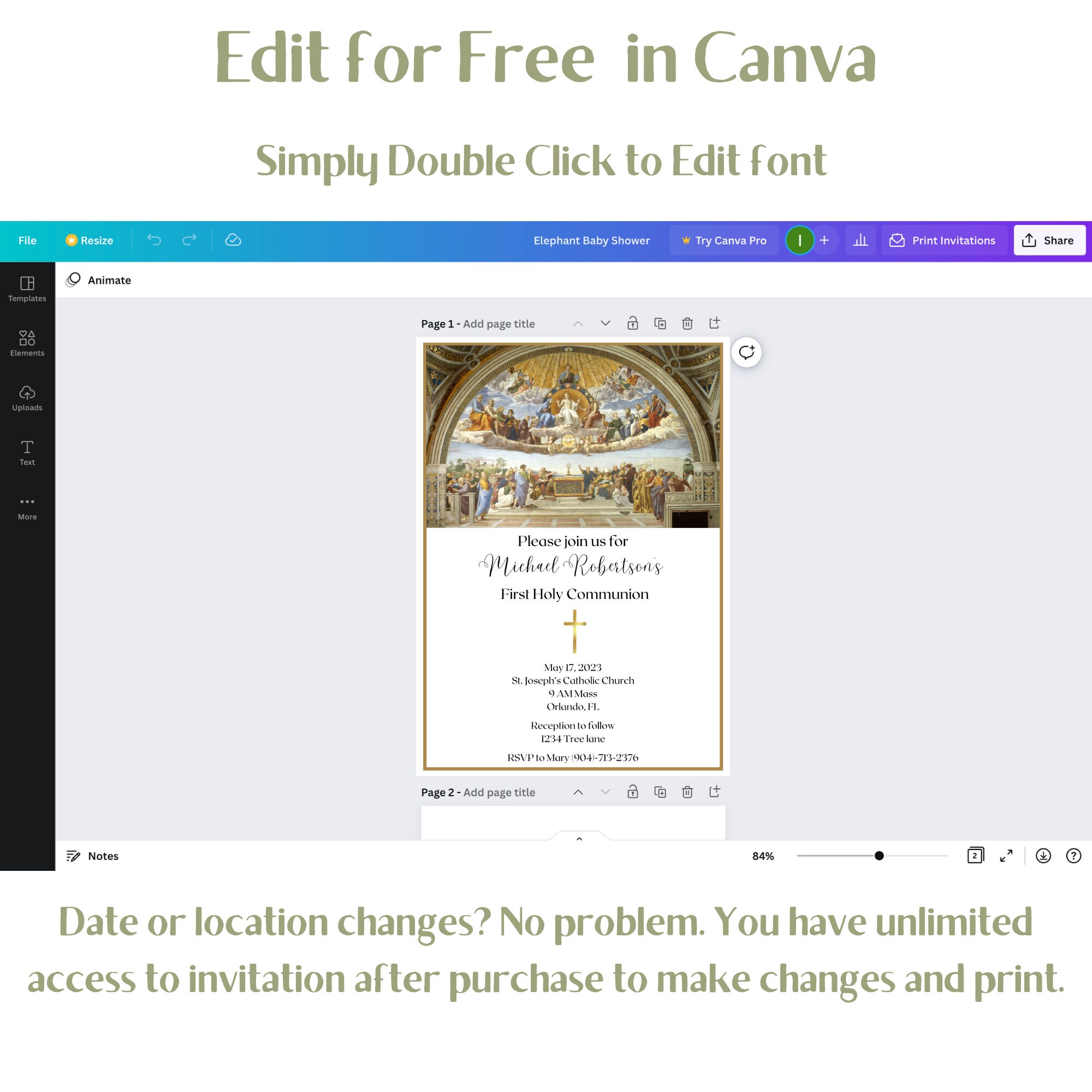 Traditional First Communion Invitation Disputation of the - Etsy