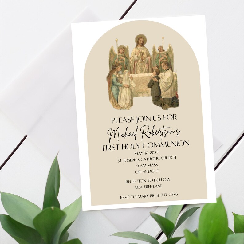 Traditional First Communion Invitation - 1st Holy Communion Invite ...