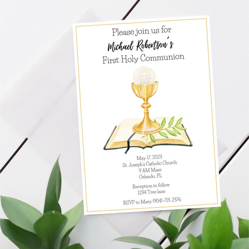 First Holy Communion Invitation - Digital Download 1st Communion Invite ...
