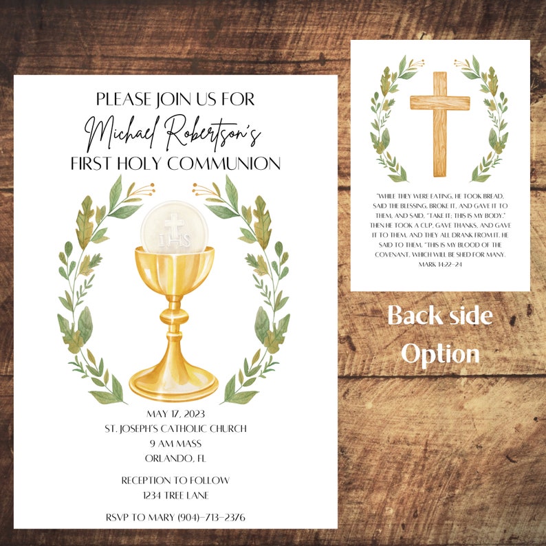 Traditional First Communion Invitation - First Holy Communion - 1st ...