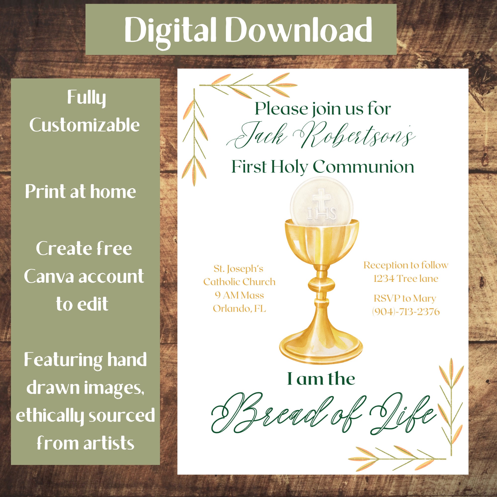 First Communion Chalice and Host Invitation - Catholic First Holy ...