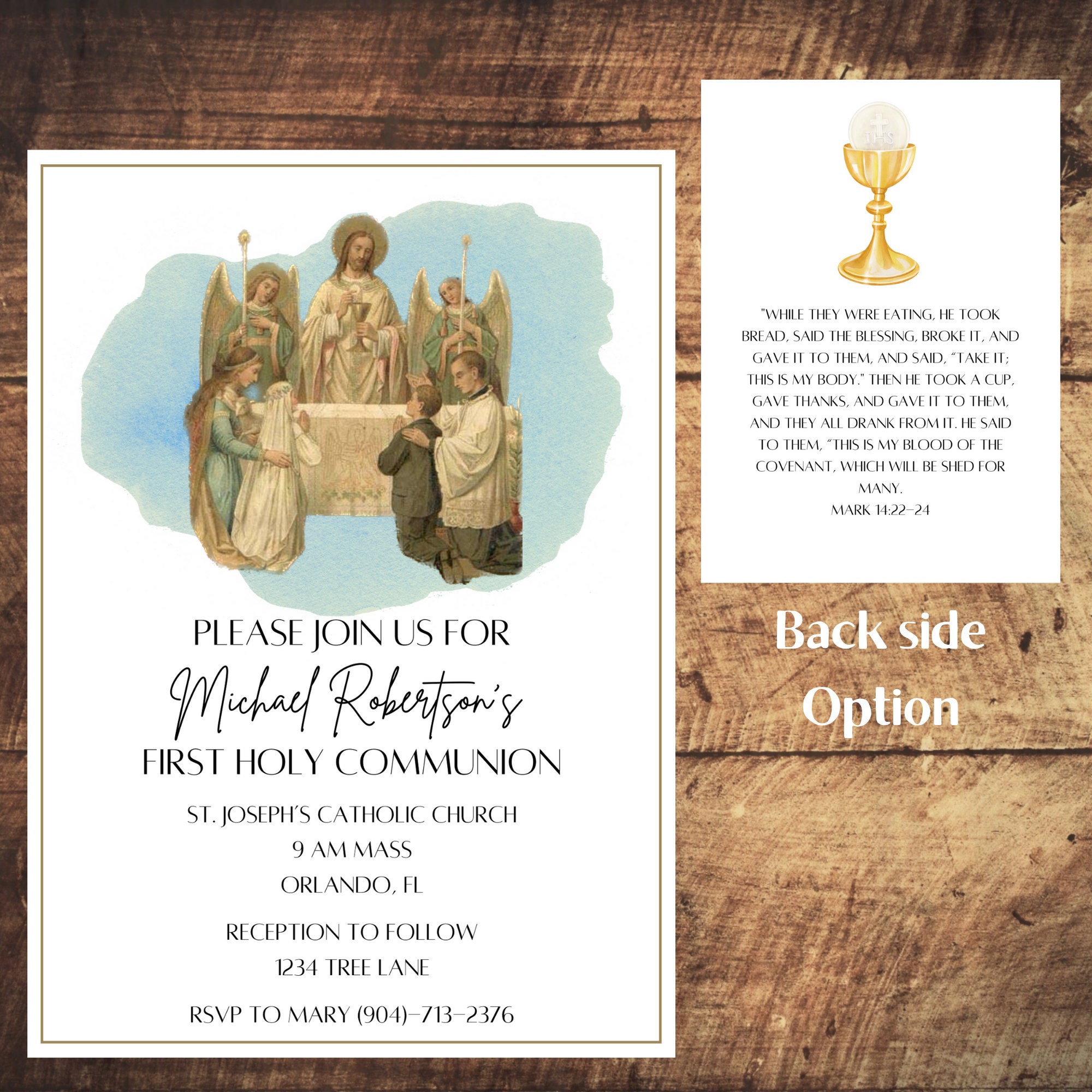 First Holy Communion Invitation - Traditional Last Supper Painting ...