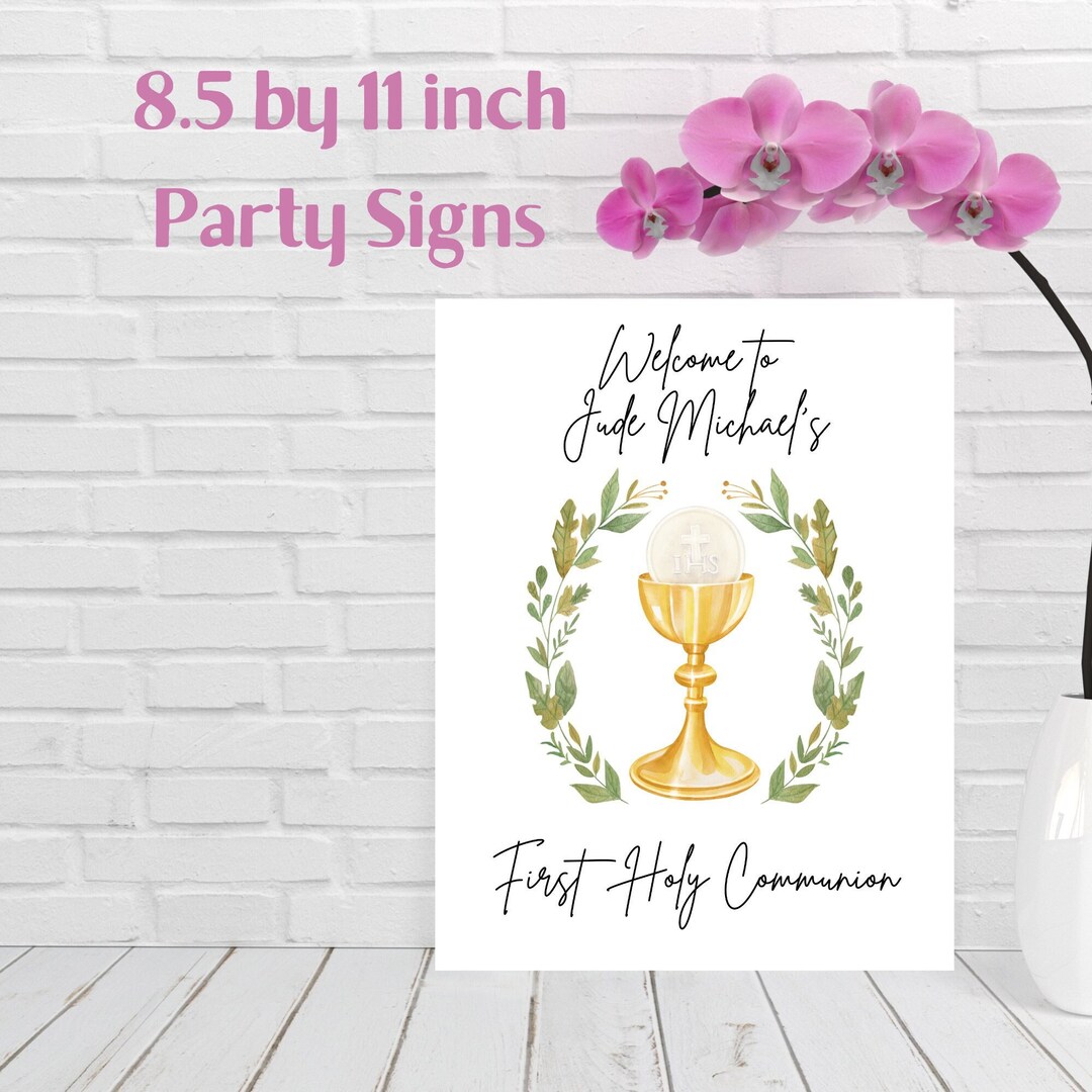 First Holy Communion Party Signs - 1st Communion Party Signs -catholic ...