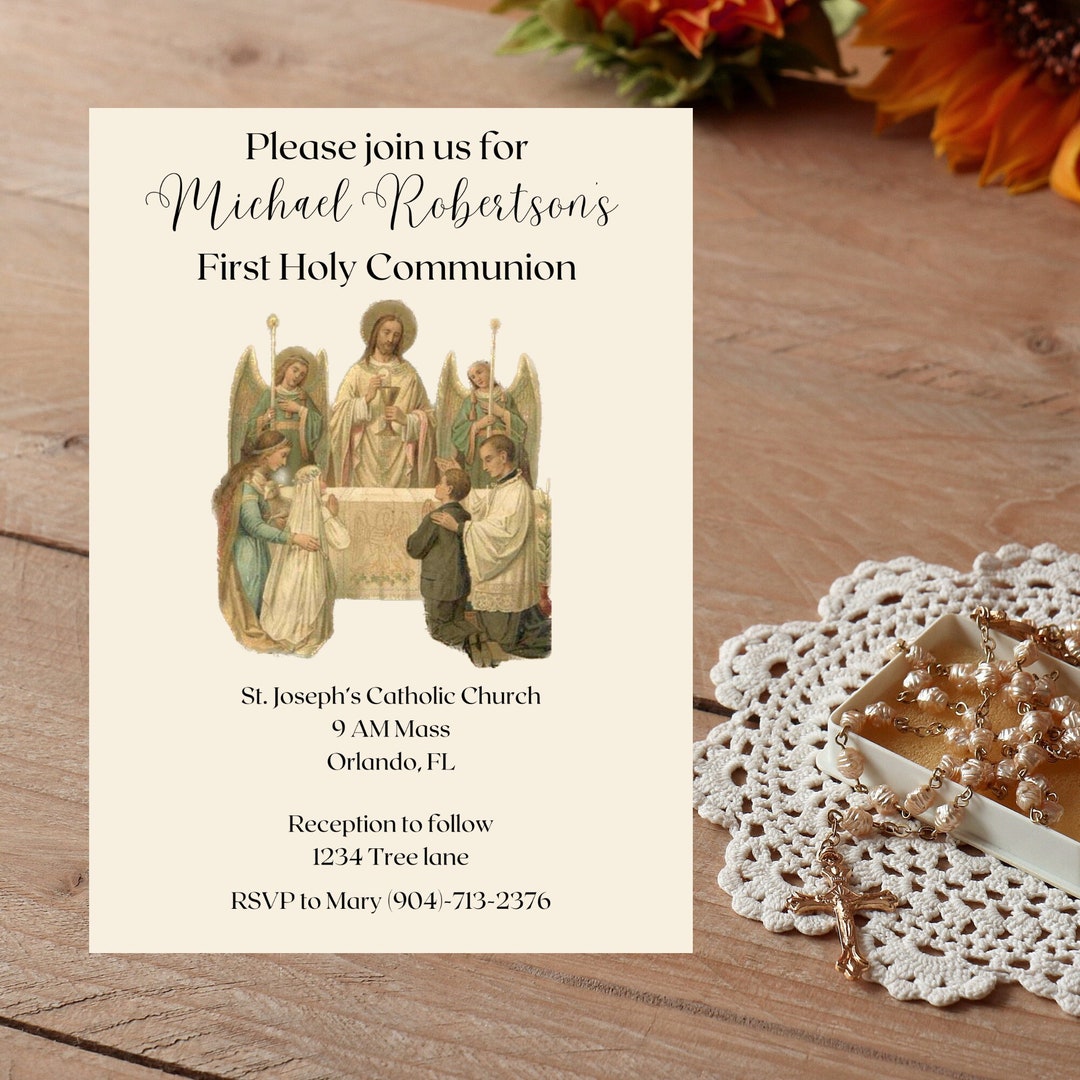 Traditional First Holy Communion Invitation - 1st Communion Invite ...