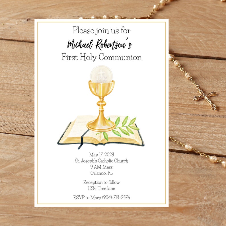 First Holy Communion Invitation Digital Download 1st Communion Invite ...