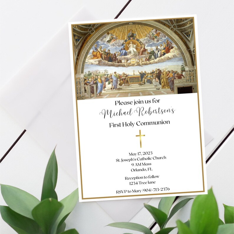 Traditional First Communion Invitation Disputation of the - Etsy