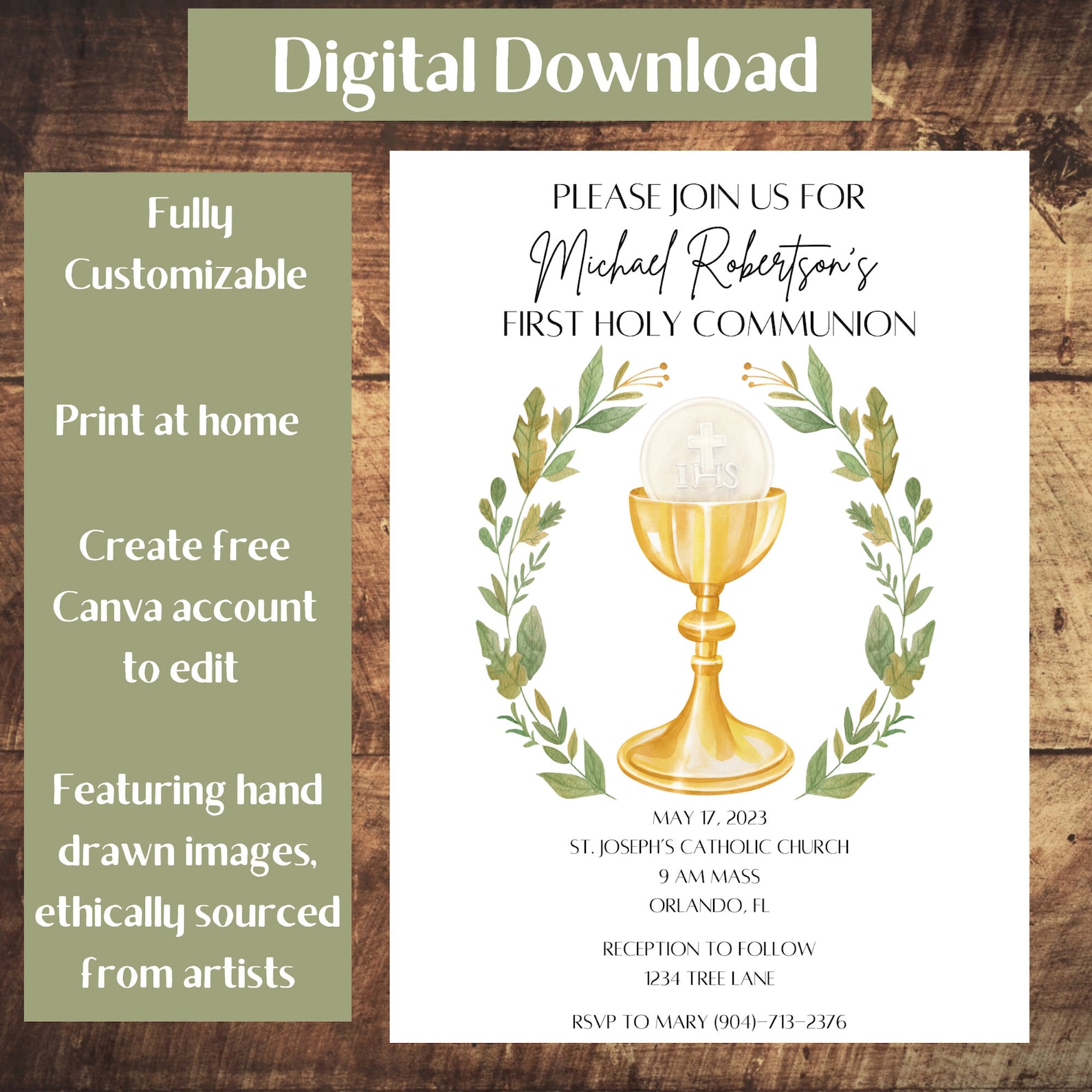 Traditional First Communion Invitation - First Holy Communion - 1st ...