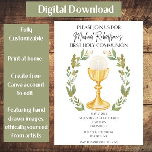 Traditional First Communion Invitation - First Holy Communion - 1st ...