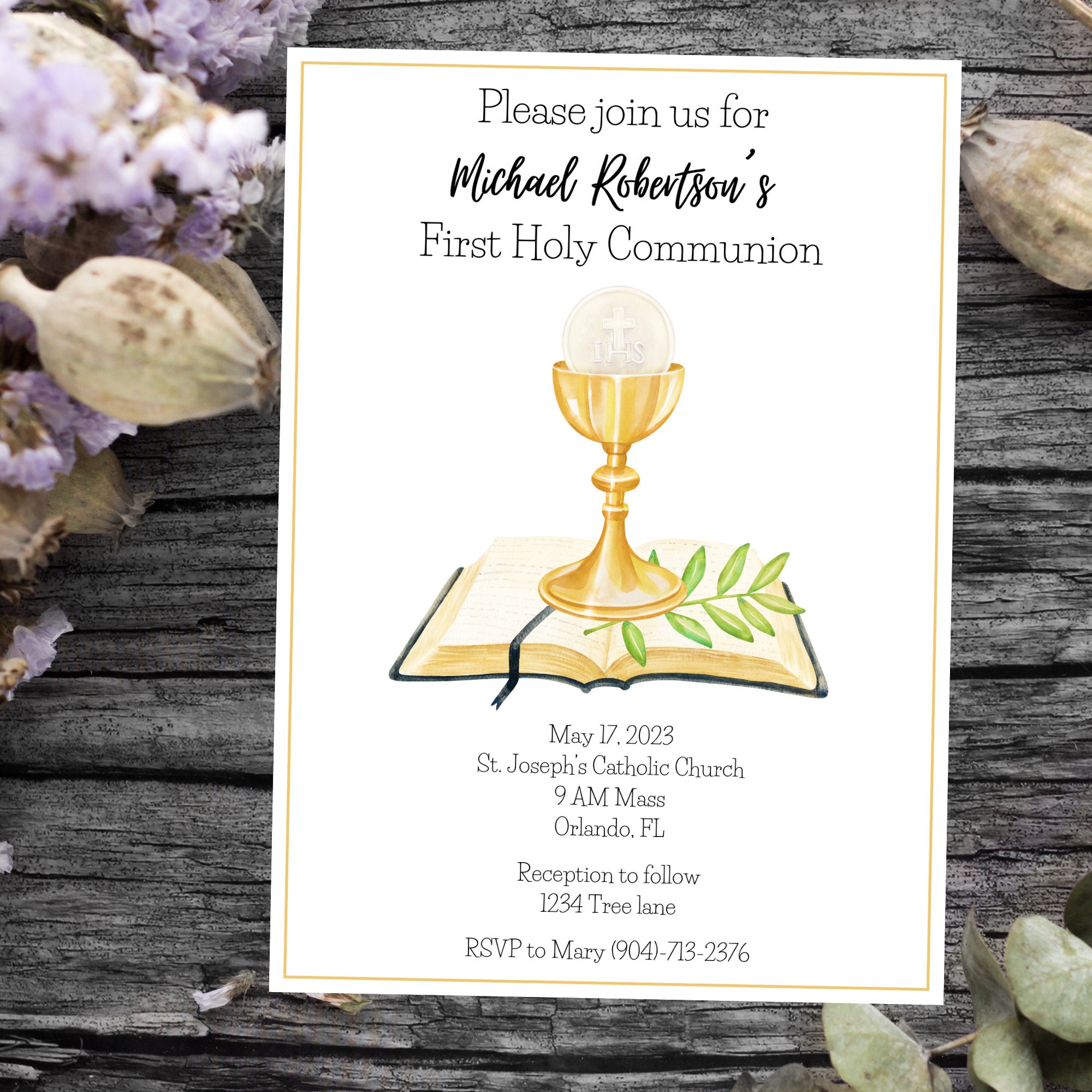First Holy Communion Invitation Digital Download 1st Communion Invite ...