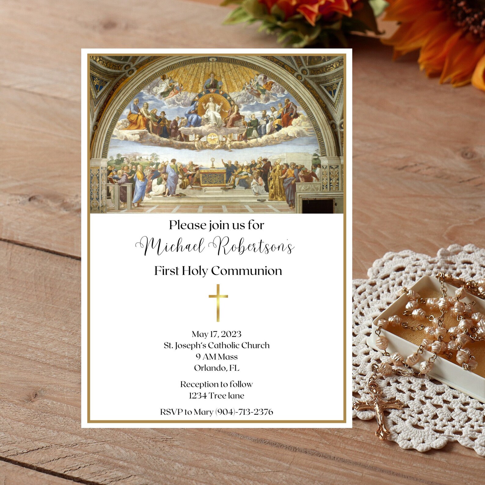 Traditional First Communion Invitation - Disputation of the Holy ...