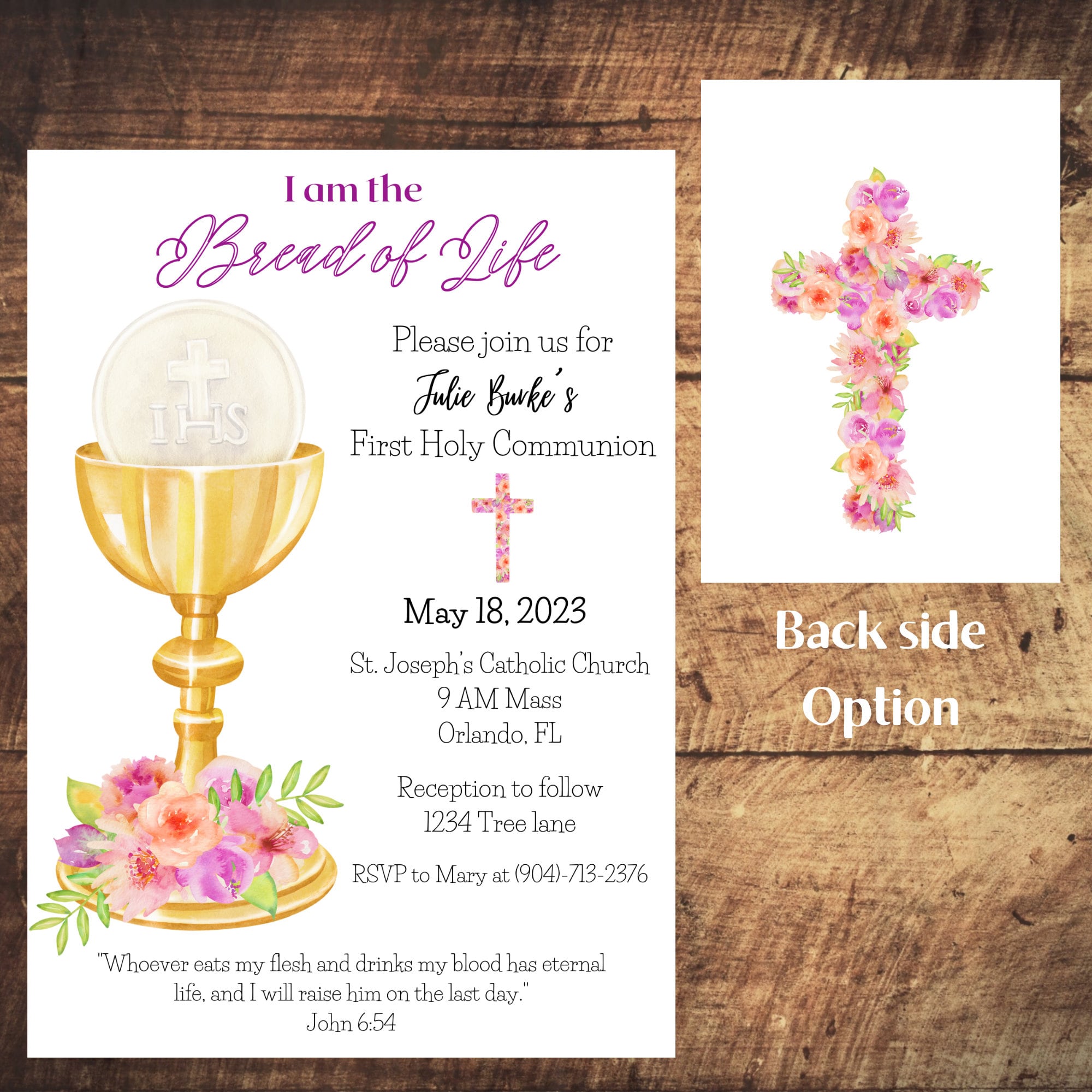 First Communion Invitation Girl - Floral 1st Communion Invite - First ...