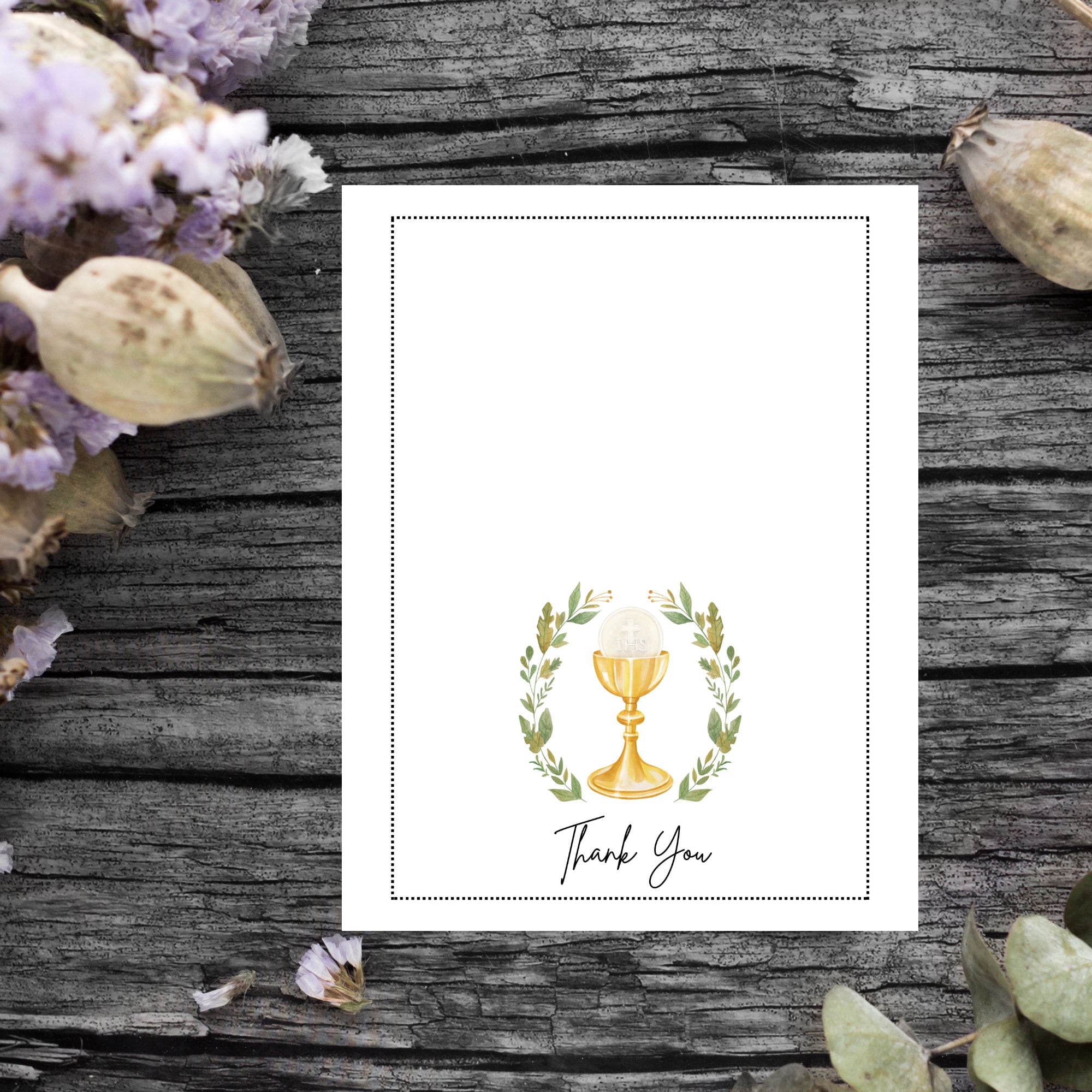 First Communion Thank You Card - 5" by 7" Digital Download Thank You ...