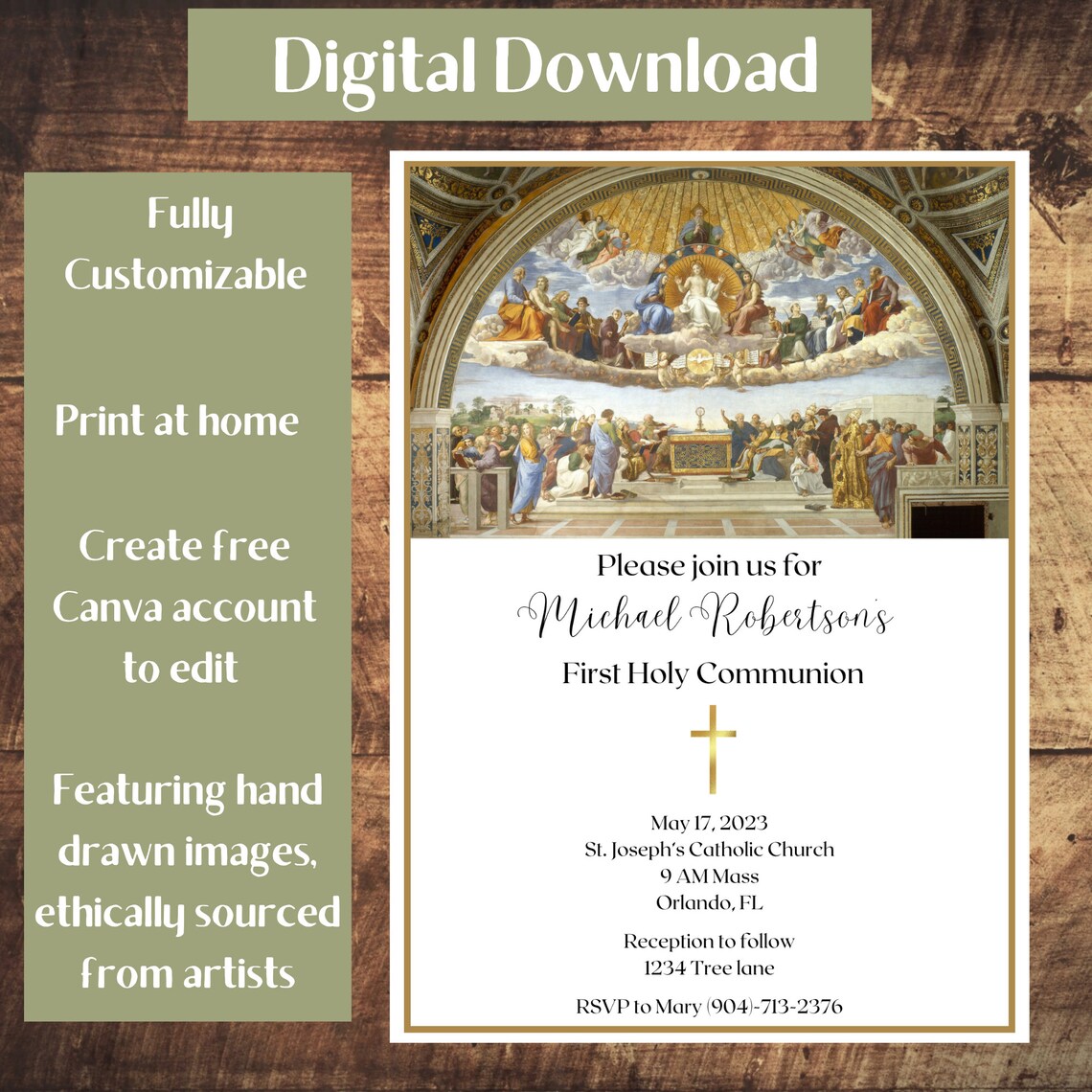 Traditional First Communion Invitation Disputation of the - Etsy