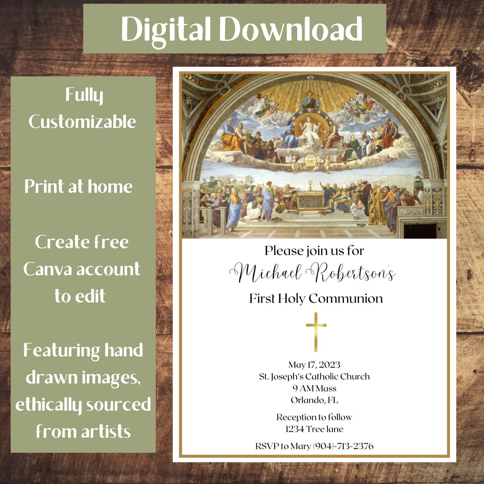 Traditional First Communion Invitation Disputation of the - Etsy