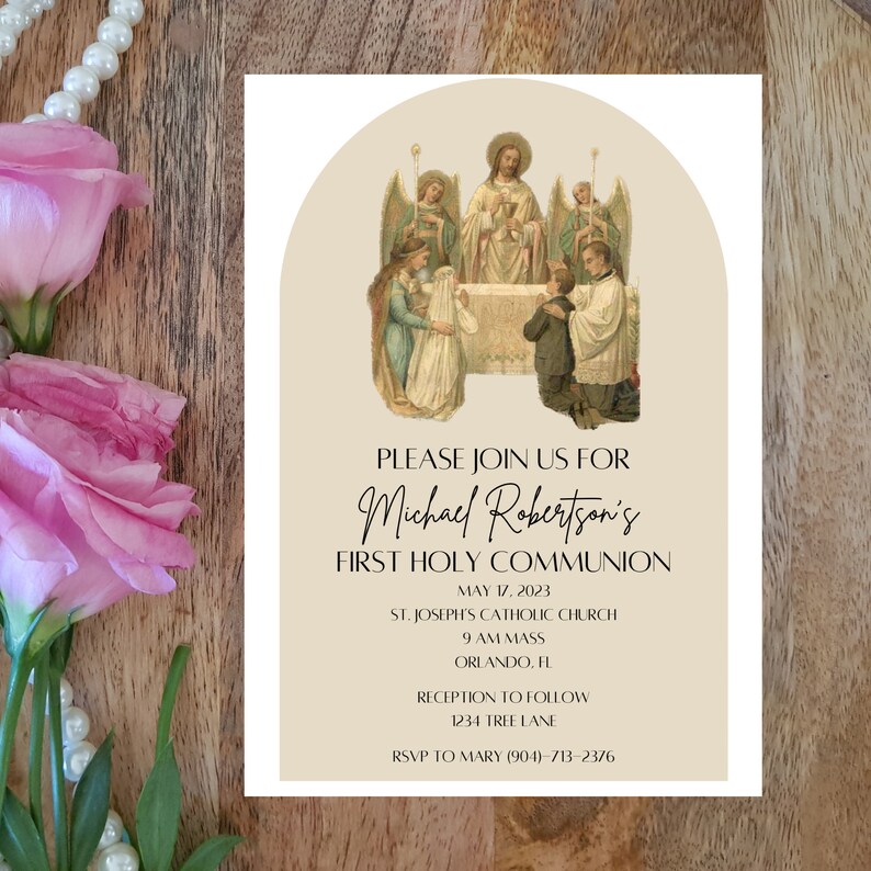 Traditional First Communion Invitation 1st Holy Communion Invite ...