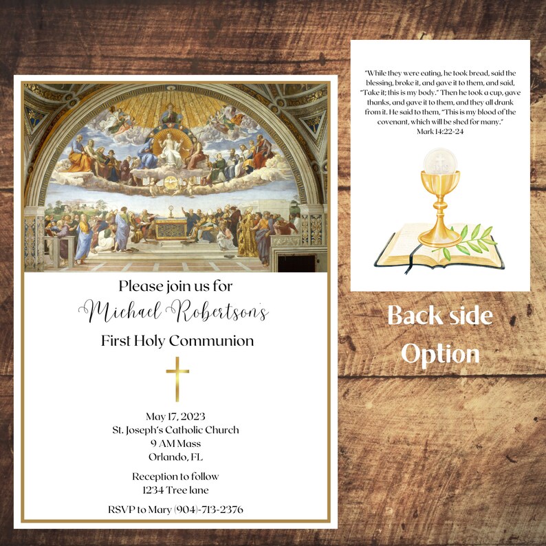 Traditional First Communion Invitation Disputation of the - Etsy