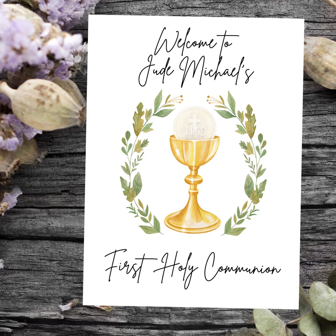 First Holy Communion Party Signs - 1st Communion Party Signs -catholic ...