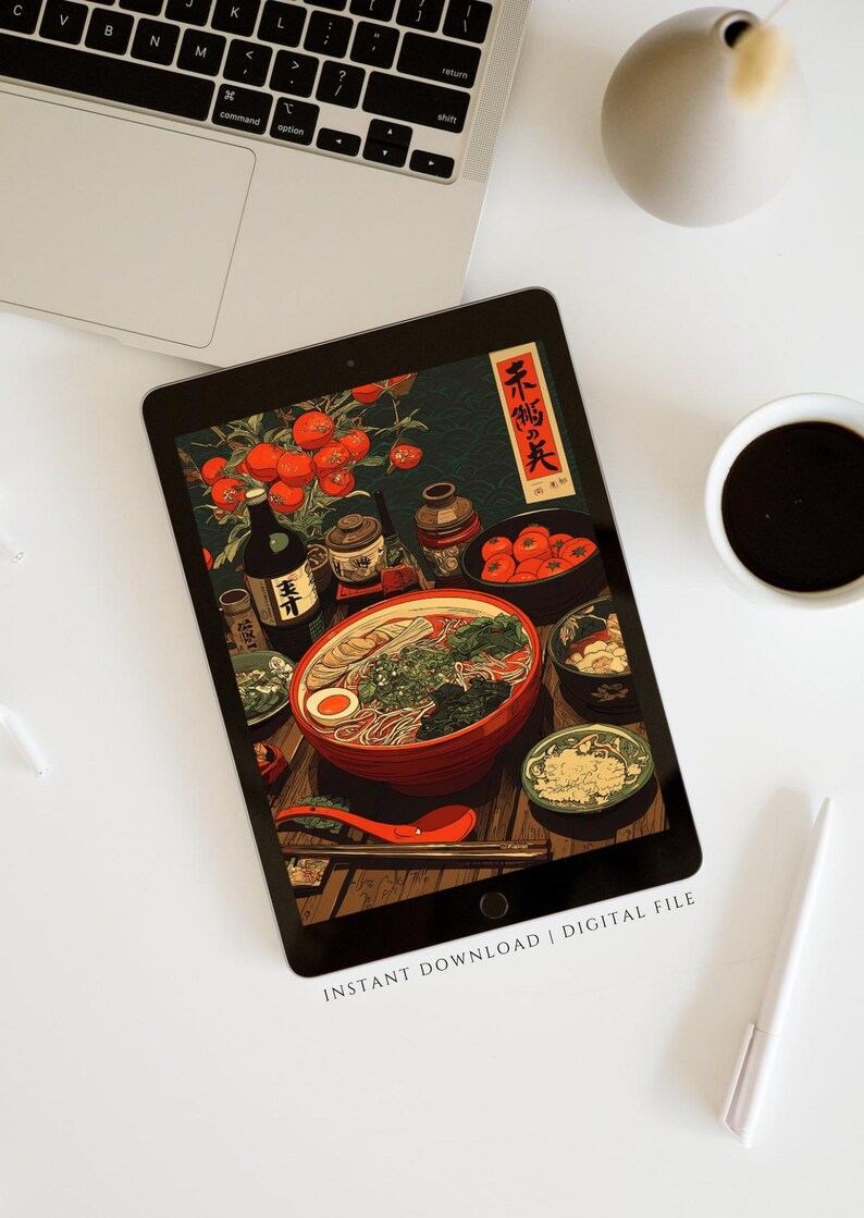 Ramen Japanese Noodle Clipart | Digital Postcard | Japan Food Art ...