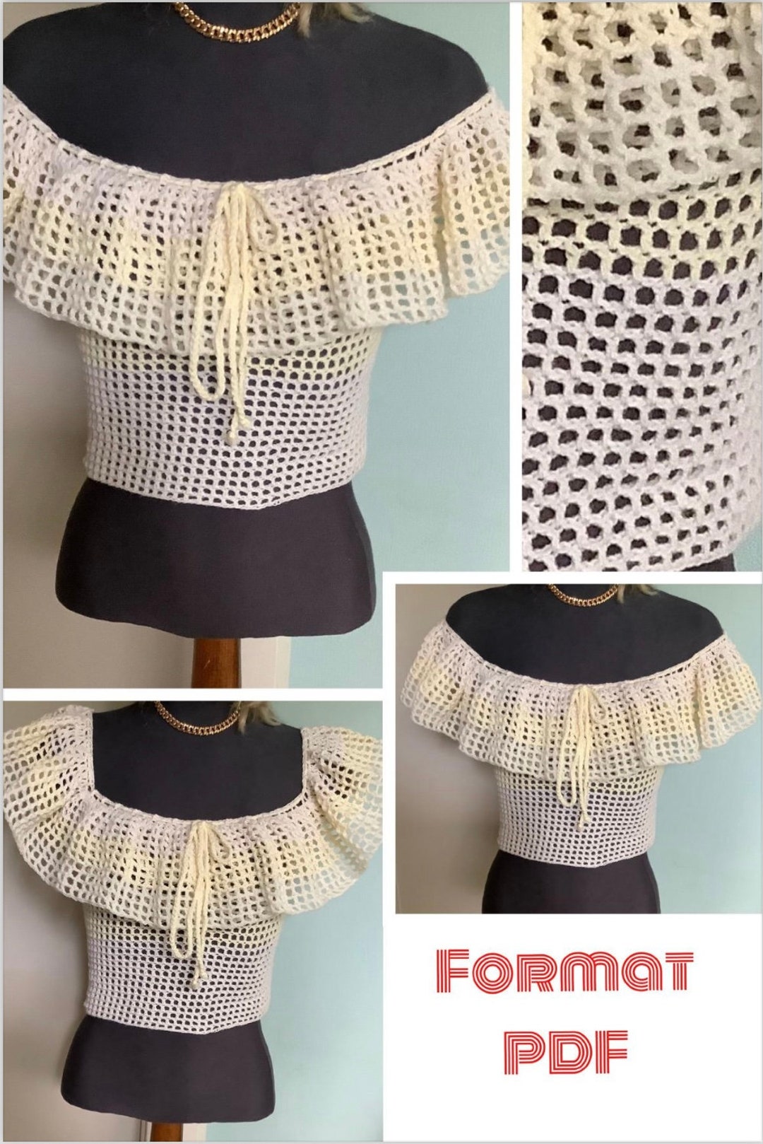 Crochet Lace Bustier Top Pattern. International Charts and Diagrams in ...