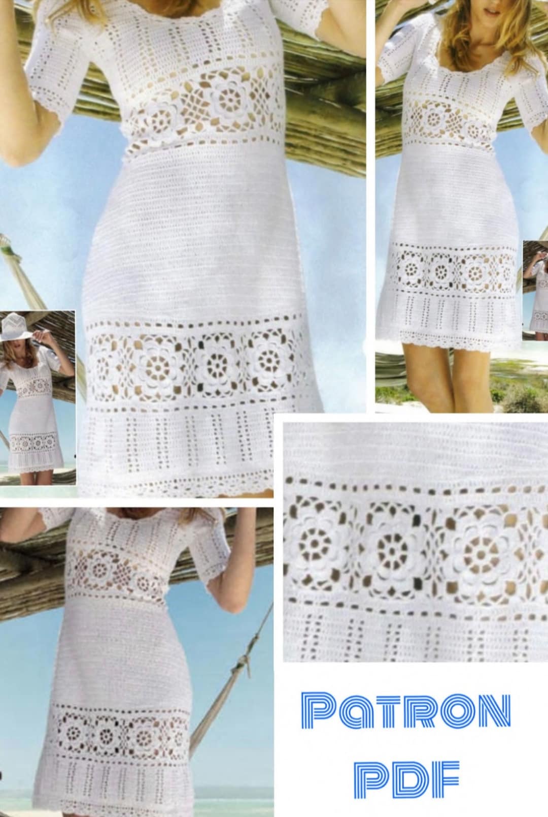 Vintage.chic Crochet Lace Dress Model, for Women.pattern With French ...