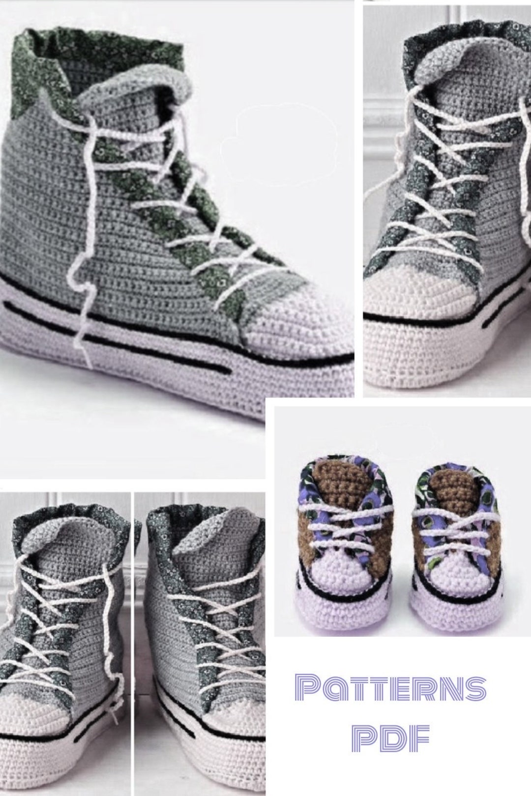 Special Offer. Crochet Converse Sneaker Patterns for Babies and Adults ...