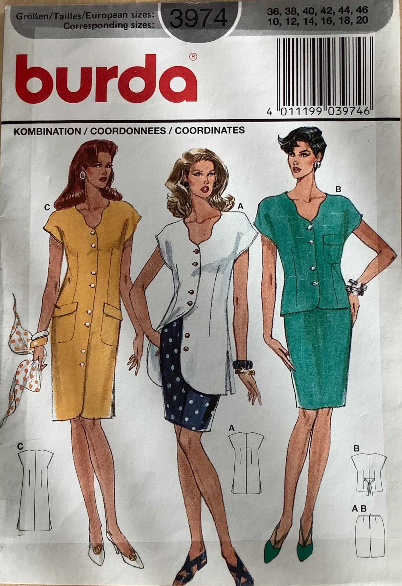 Vintage. Vintage 70s. Store - Burda Package, 3 Sewing Patterns, Green ...