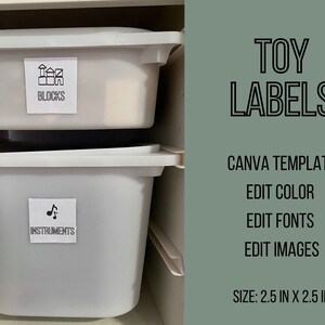 Toy Bin Storage Labels, Editable Toy Bin Storage Labels, Minimalist ...