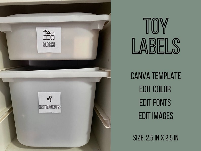 Editable Toy Bin Labels, Minimalist Playroom Organization (digital ...