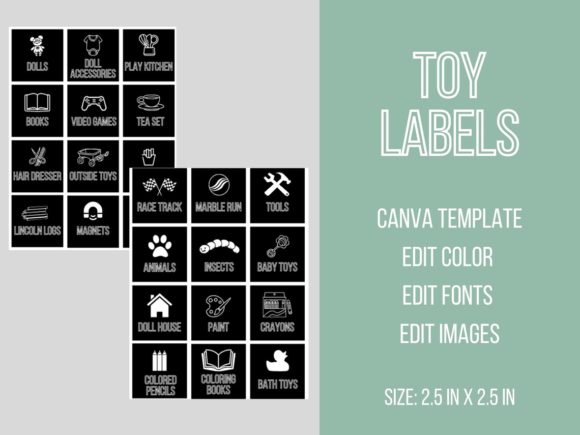 Toy Bin Storage Labels Editable Toy Bin Storage Labels - Etsy