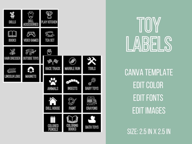 Toy Bin Storage Labels, Editable Toy Bin Storage Labels, Minimalist ...