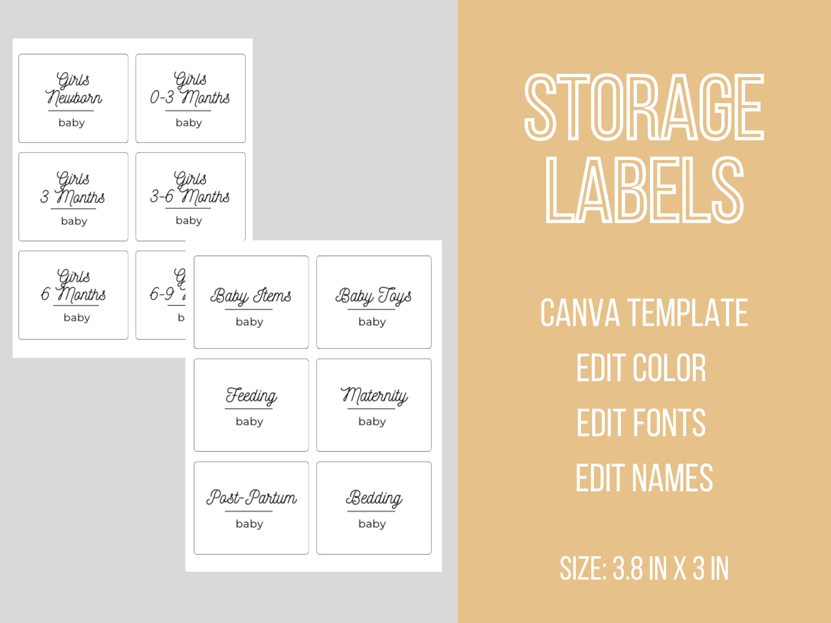 Baby Storage Labels, Editable Baby Storage Labels, Minimalist Baby ...