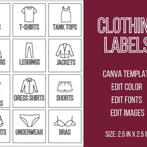 Printable Kids Clothing Labels Dresser Drawers Closet Storage Labels ...