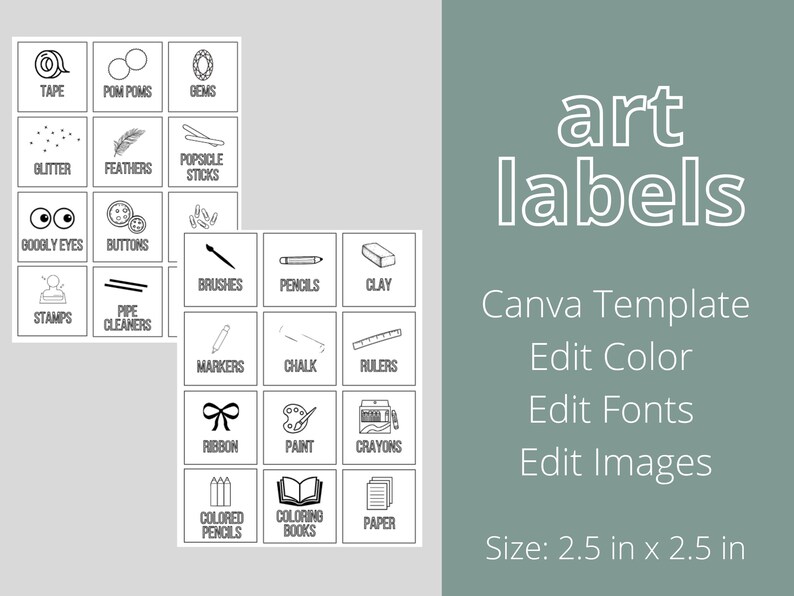 Printable Art Labels, Art Supply Labels, Craft Organization, Art ...