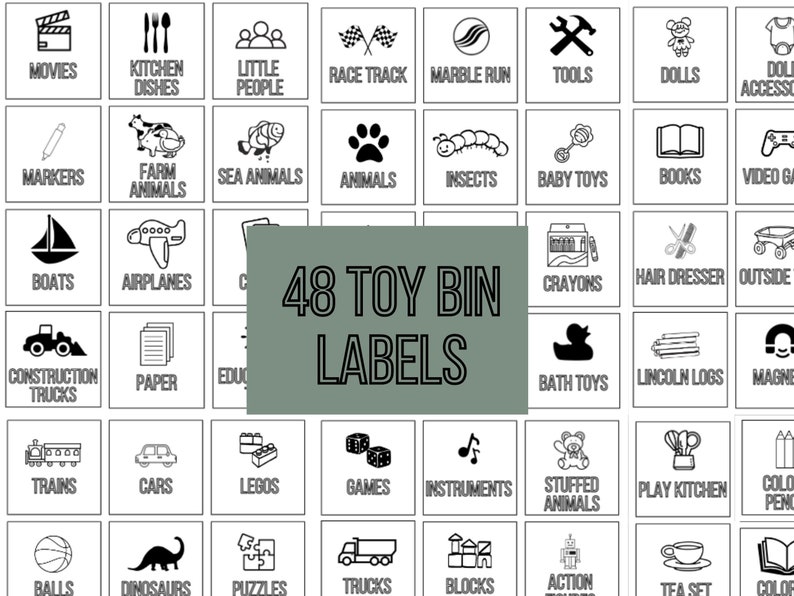 Toy Bin Storage Labels, Editable Toy Bin Storage Labels, Minimalist ...