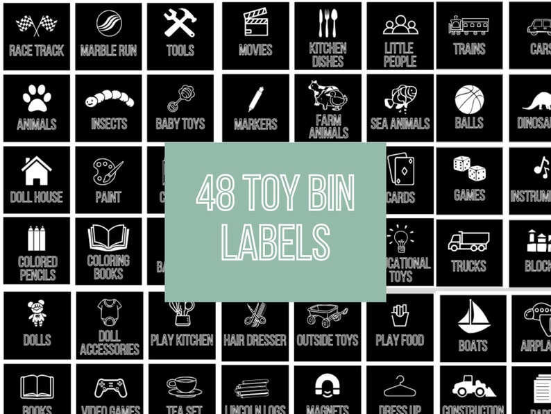 Toy Bin Storage Labels, Editable Toy Bin Storage Labels, Minimalist ...