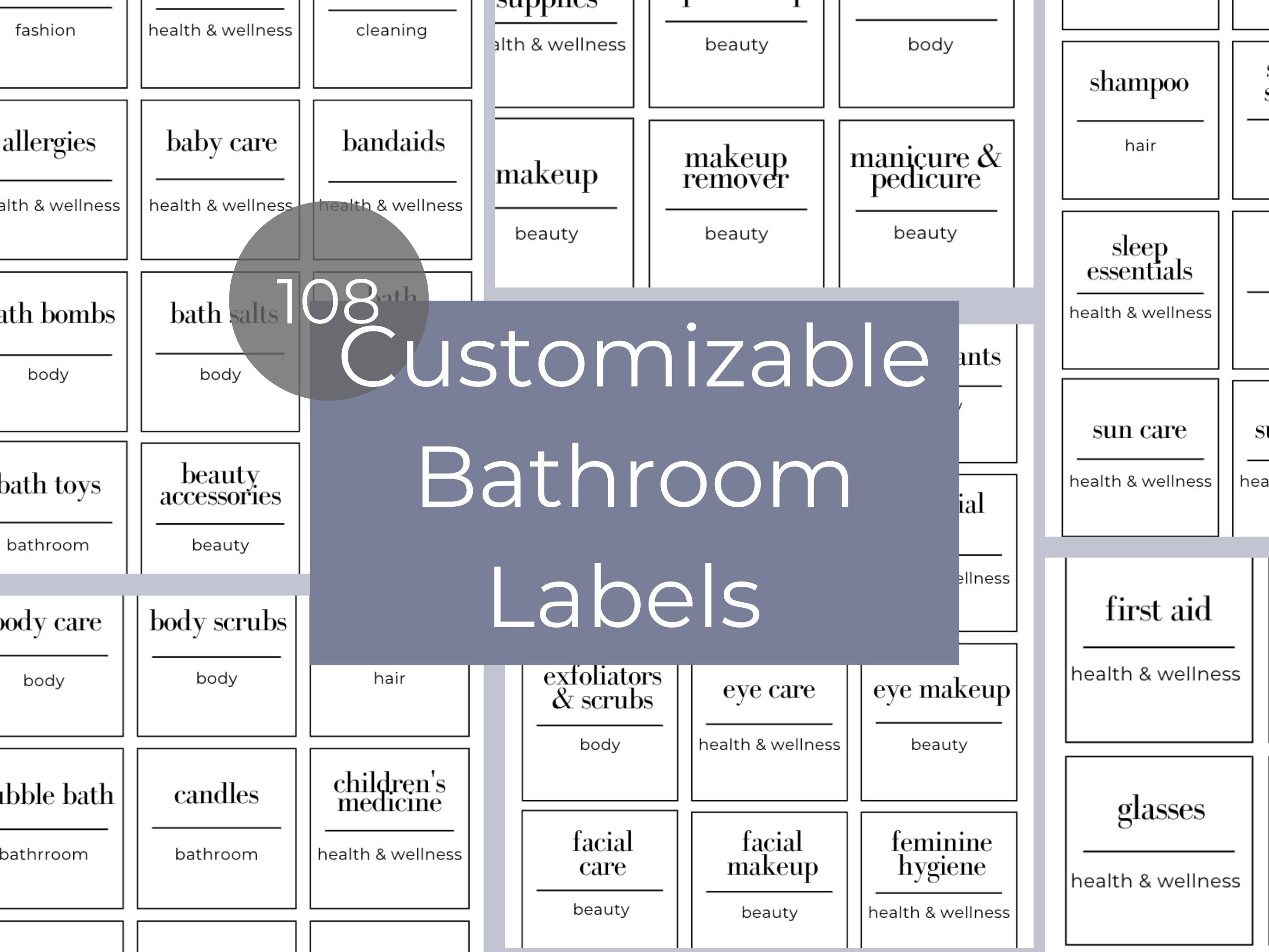 Bathroom Labels / Bathroom Label/ Labels / Canva Labels Template ...