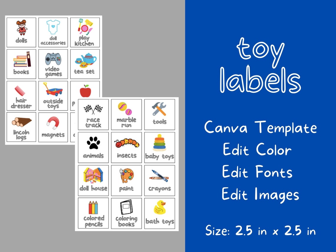 Toy Bin Storage Labels, Editable Toy Bin Storage Labels, Minimalist ...