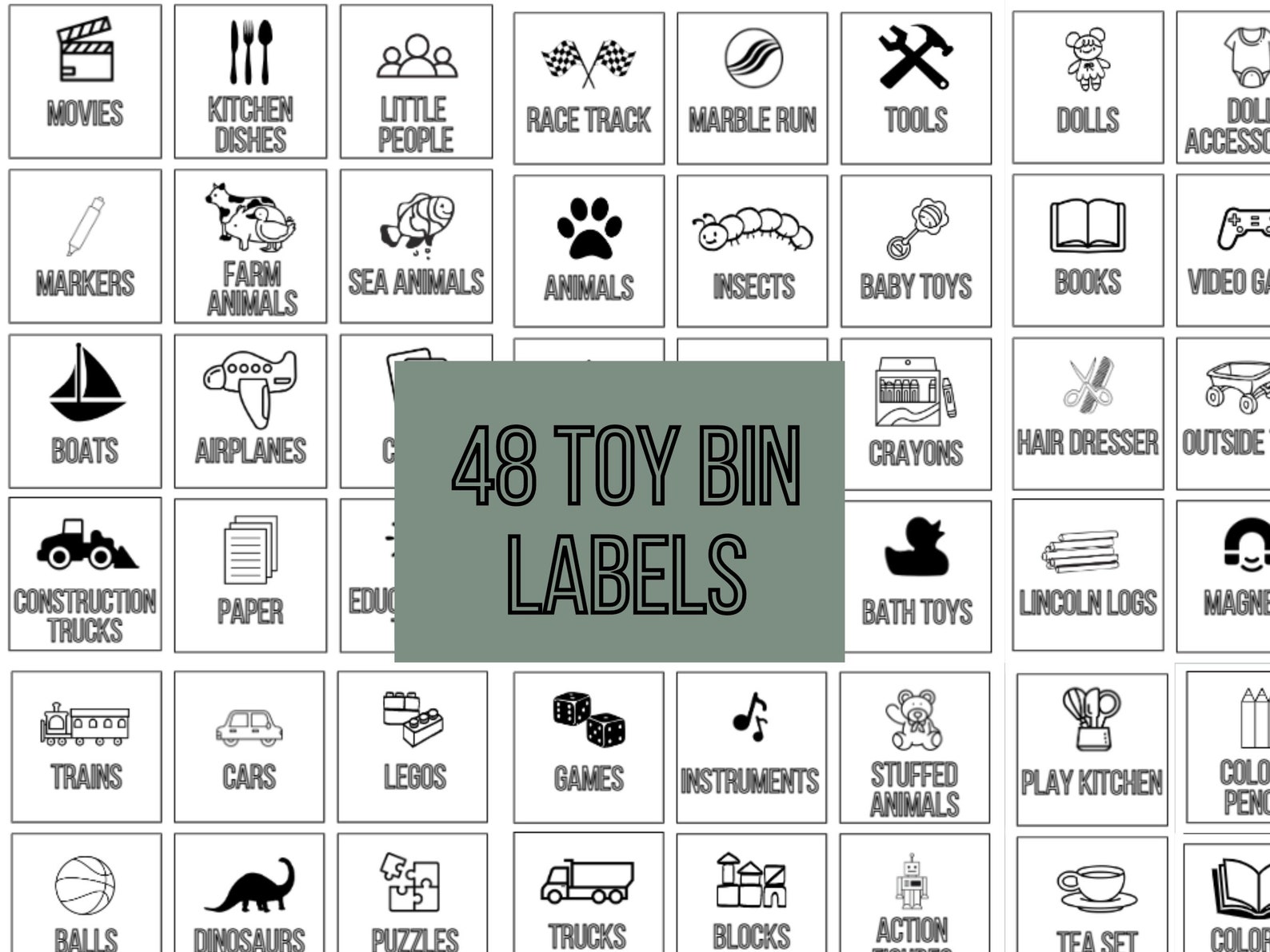 Toy Bin Storage Labels, Editable Toy Bin Storage Labels, Minimalist ...