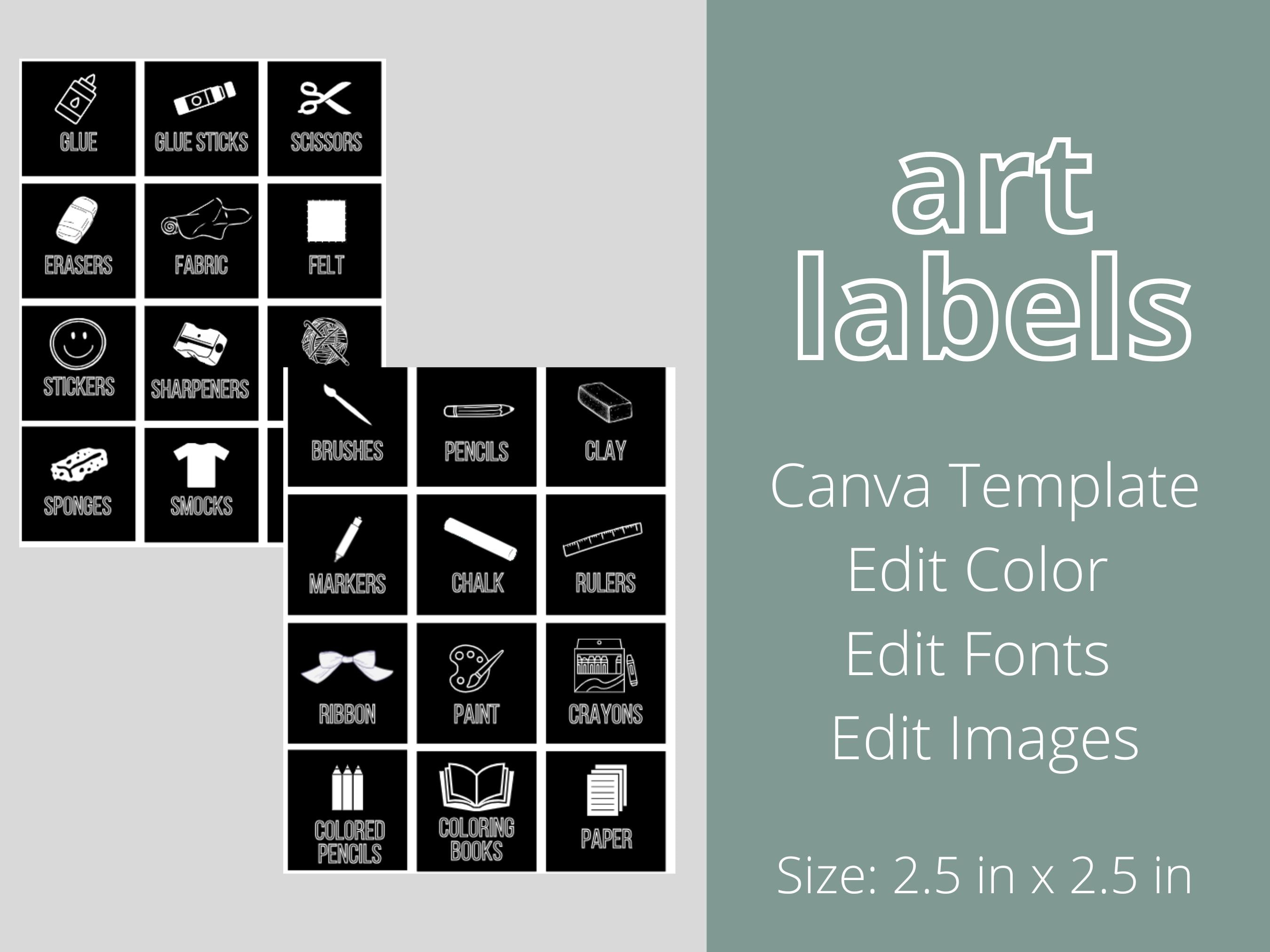 Printable Art Supply Labels, Craft Organization (digital Download ...