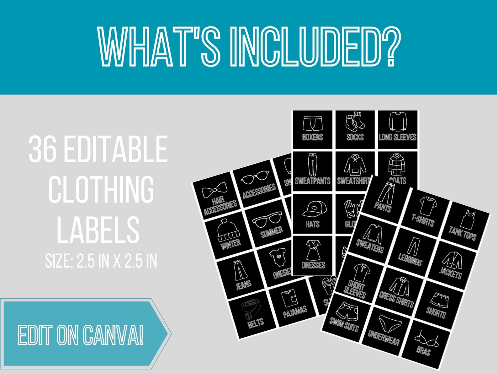 Printable Kids Clothing Labels Dresser Drawers Closet Storage Labels ...