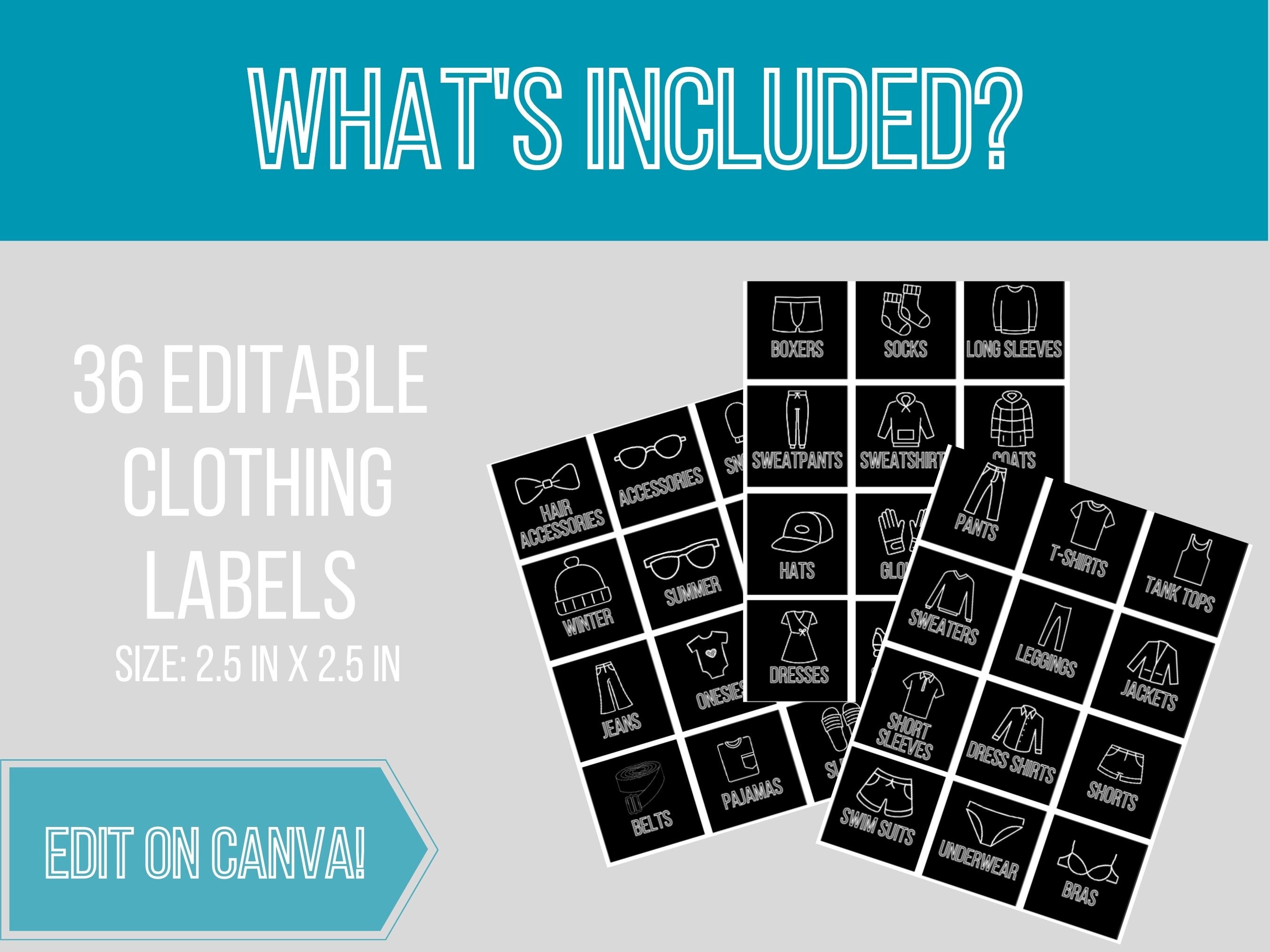 Printable Kids Clothing Labels Dresser Drawers Closet Storage Labels ...