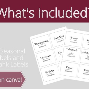 Holiday Storage Labels, Editable Holiday Labels, Holiday Organization ...