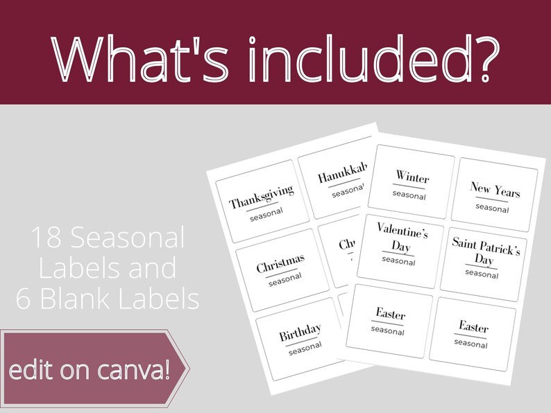 Holiday Storage Labels, Editable Holiday Labels, Holiday Organization ...