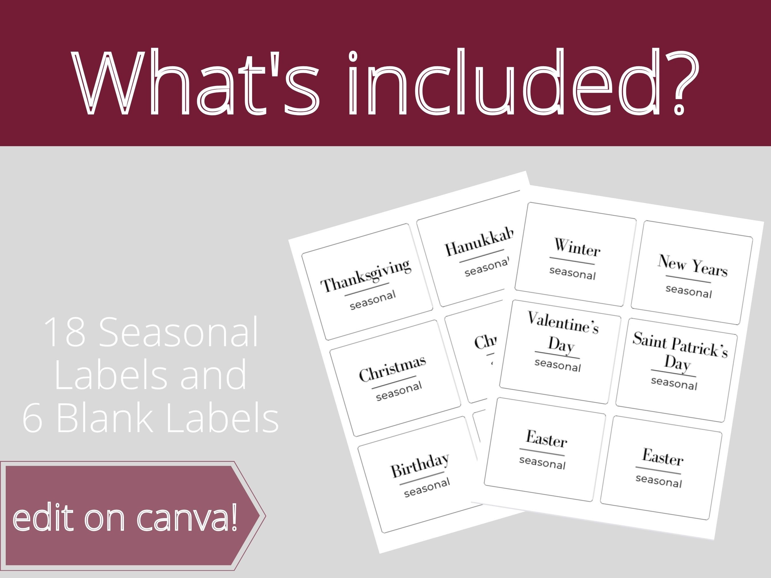 Holiday Storage Labels, Editable Holiday Labels, Holiday Organization ...