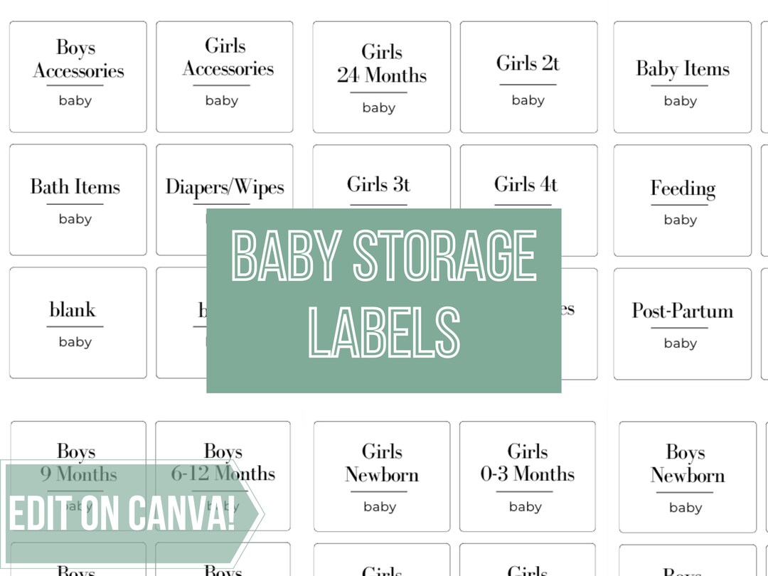 Baby Storage Labels, Editable Baby Storage Labels, Minimalist Baby ...