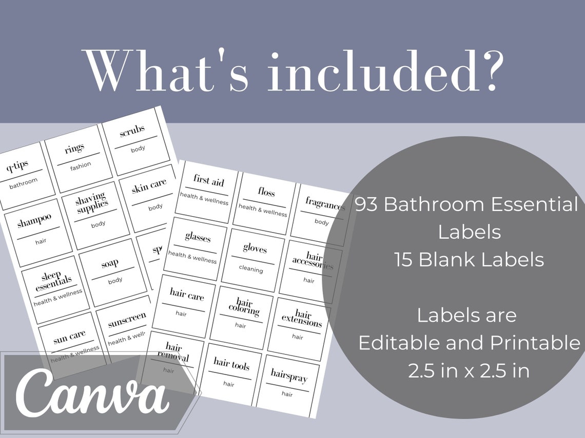 Bathroom Labels / Bathroom Label/ Labels / Canva Labels - Etsy
